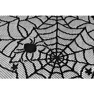 DII Black Lace Overlay Tabletop Collection Gothic Halloween Decor, Tablecloth, 54x72, Spider Web