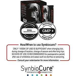 Synbiocure I Probiotics & Prebiotics for Dogs I Powder Dog Supplement I Digestive Health Support I 200 Billion Bacteria Per Sachet I 30 Sachets*2 g