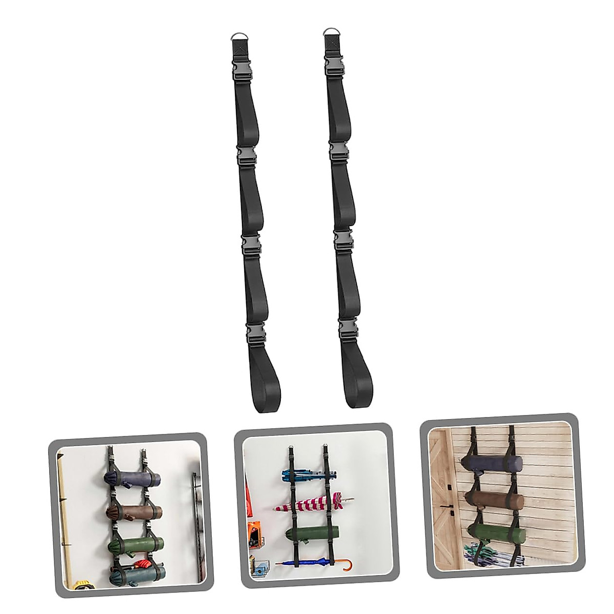 Levemolo 2pcs Wall-Mounted Storage Rack Utility Blaclight Storage Shelves Garage Wall Strap Hanging Storage Straps Wall Storage Strap Garage Storage Rack Polyester Black