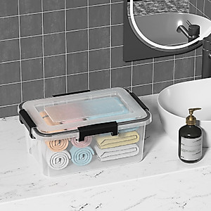 Yesdate 6-Pack 12 Quart Stackable Storage Bin with Latching Lid and Tight Seal, Plastic Airtight Storage Container Box, Clear