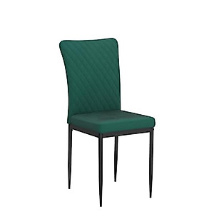 FENZARD Set of 4 Living Room Chairs Dining Chairs with Velvet, High Back, Metal Frame and Modern Lattice Design for Living Room, Dining Room,Green