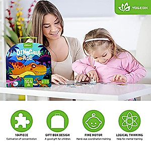 YOGEON Puzzles for Kids Ages 4-8, 3-5,100 Piece Dinosaur Puzzles for Toddler 4-6,Floor Puzzle Age 5-7 Children Learning Preschool Educational Puzzles Toys for Boys and Girls