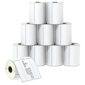BETCKEY - 4" x 4" (102 mm x 102 mm) Shipping & Large Square Labels Compatible with Zebra & Rollo Label Printer,Premium Adhesive & Perforated [10 Rolls, 3500 Labels]