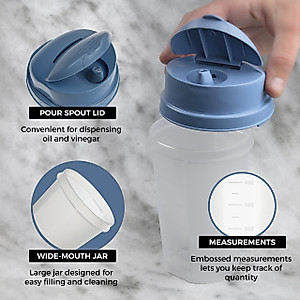 Plastic Olive Oil And Vinegar Dispenser Bottle For Kitchen Cooking With Spout Lid To Pour, Plastic Oil Cruet Container, Thigh Wide Mouth Easy Refill & Clean - BPA Free (25 OZ)