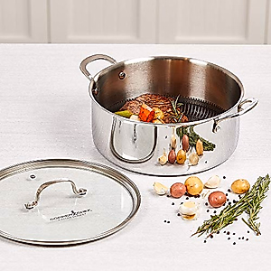 Copper Chef Titan Pan, Try Ply Stainless Steel Non-Stick Frying Pans, 7.5 QT Casserole Pan with Lid