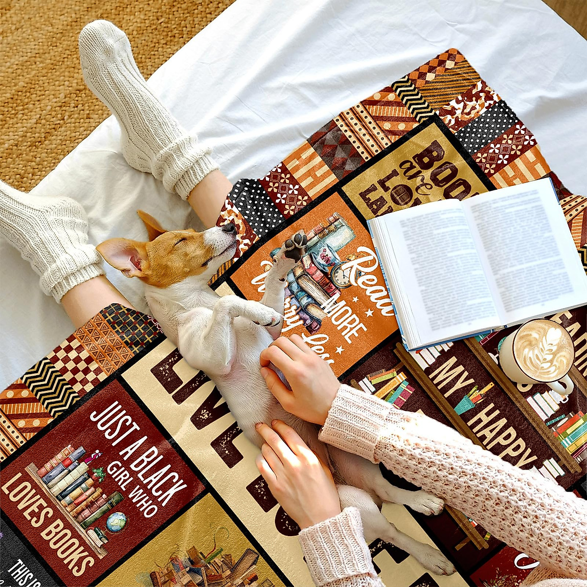 ACBEAT African American Black Girl Reading Gifts, Book Lovers Gifts Blanket 60"x50", Gifts for Book Lovers Women, Reader Blanket, Librarian Gifts, Book Club/Bookworm/Bookish Book Lovers