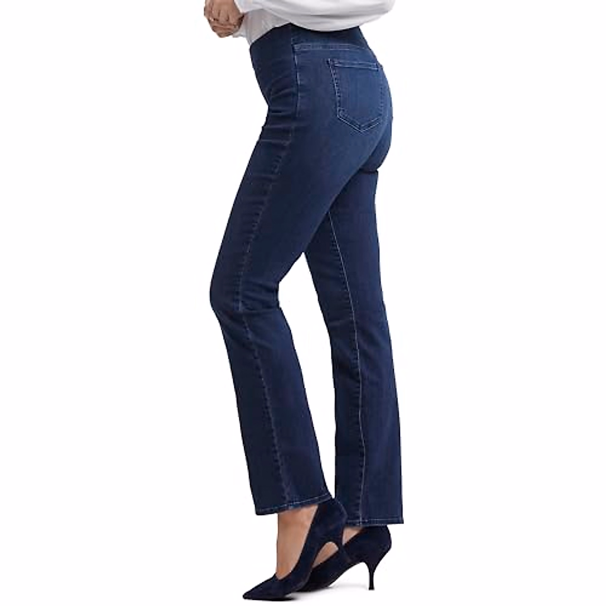 NYDJ Women's Pull-On Marilyn Straight Jeans | Slimming & Flattering Fit, Clean Denslowe, 12