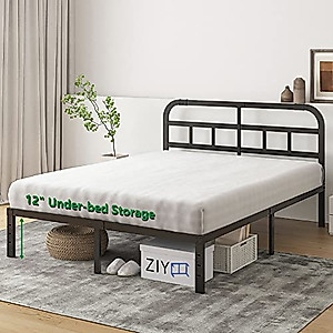 ZIYOO Twin XL Bed Frame with Headboard, 3000LBS Heavy Duty Platform Mattress Foundation/Box Spring Replacement, 14 Inch Height Metal Bed Frame
