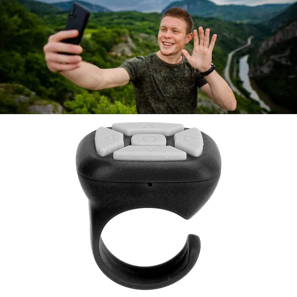 Remote App Paging, Long Battery Life Remote Control Scroll Convenient USB Rechargeable Battery 72 Hours Continuous Operation 5.3 for Mobile (Black)