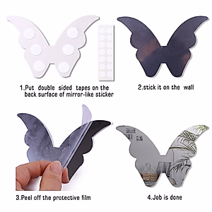 Amaonm 21 PCS Removable Crystal Acrylic Mirror Butterfly Wall Decals Fashion DIY Home Decorations Art Decor Wall Stickers Murals for Kids Nursery Room Bedroom Door Bathroom