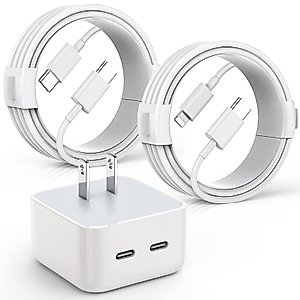 Apple USB C Charger, 40W Dual USB C Wall Charger, iPhone Charger iPad Charger Super Quick Double USB C Port Apple Charger Foldable Plug with Lightning Cable and USB C Cable for iPhone, iPad, iPad Pro