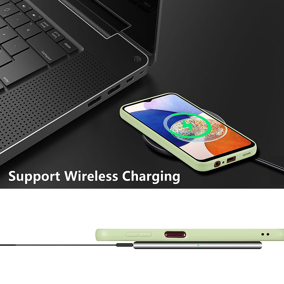 ZTOFERA Floral Case for Samsung Galaxy A14 5G,Clear Cute Flower Pattern Case for Girls Women,Flexible Silicone Protective Slim Shockproof Bumper Phone Case for Samsung Galaxy A14 5G,Green