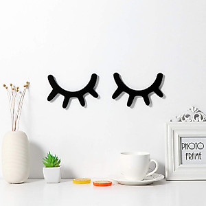 BESPORTBLE 1 Pair Wooden Eyelash Wall Stickers Sleepy Eyes Wall Art Decor Nursery Baby Kids Bedroom