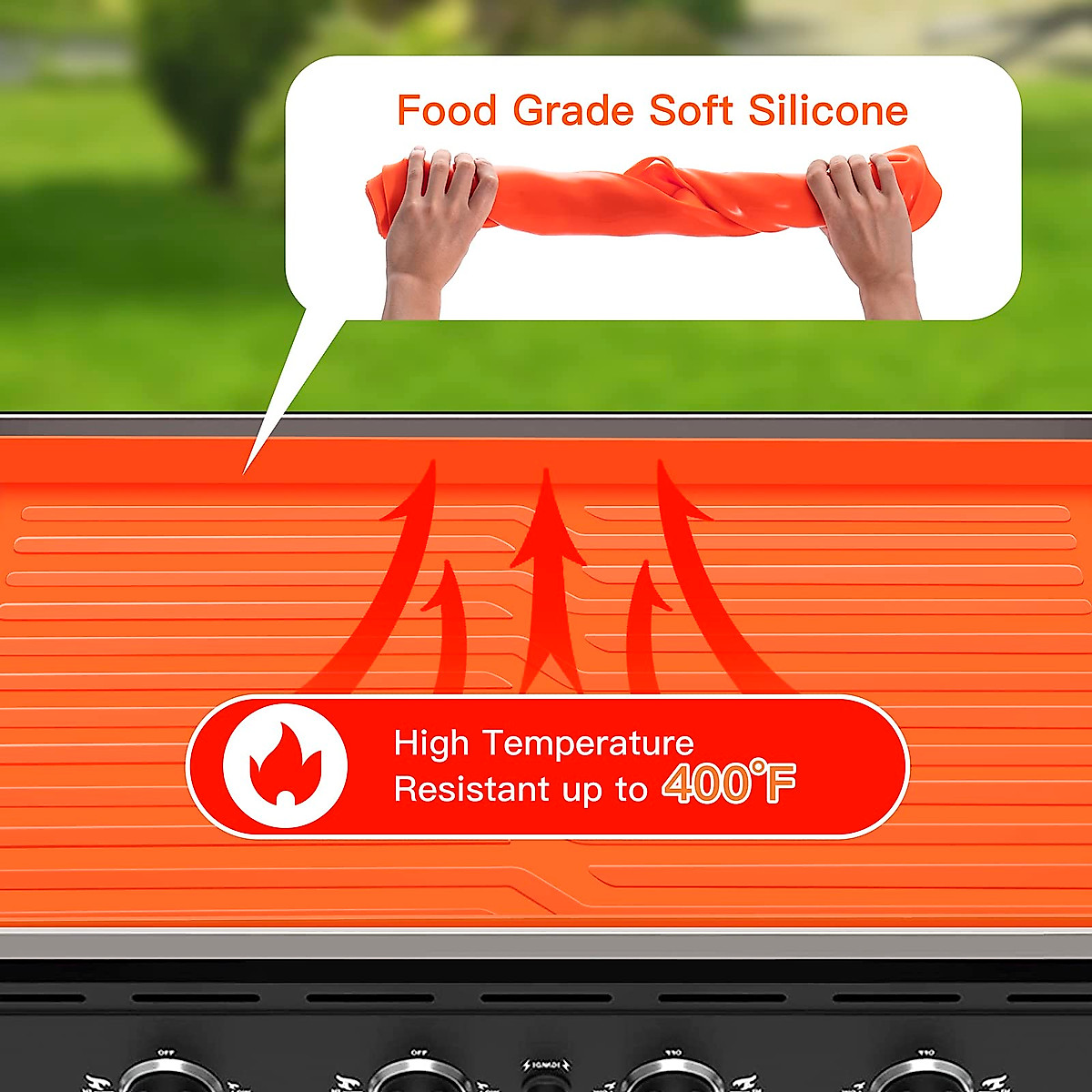 Griddle Mat Silicone Protective Cover, 28" Silicone Grill Cover Blackstone Accessories Protective Mat Cover for Blackstone 28 Inch Griddle - Heavy Duty Food Grade Silicone BBQ Grill 28" x 18"