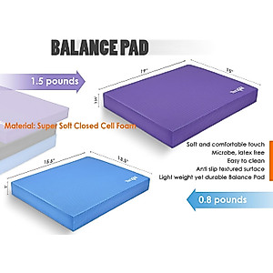 Yes4All Large Foam Balance Pad, Non-Slip Foam Mat for Yoga & Strength Training, Exercise Knee Pad for Floor Workouts, Balance Foam Block, Soft Cushion for Balance Training