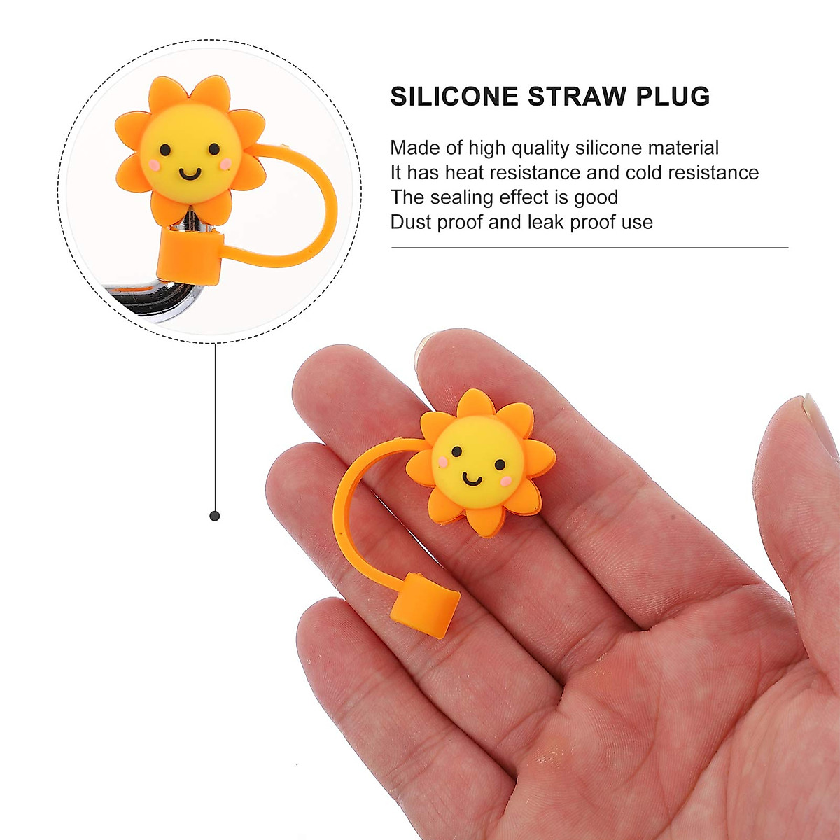 KESYOO 6pcs Silicone Straw Tips Cover Sun Flower Shape Reusable Drinking Straw Tips Lids Anti-dust Straw Nozzles Plugs for Bubble Tea Smoothies Milkshake
