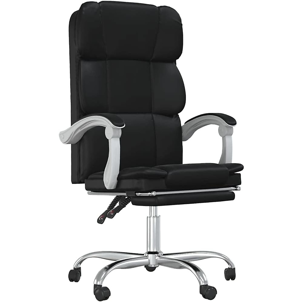 Reclining Office Chair,with Rolling Wheels with Adjustable seat Height Suitable for Office, Home, Study Space, Conference Room or Play Facility Black Faux Leather