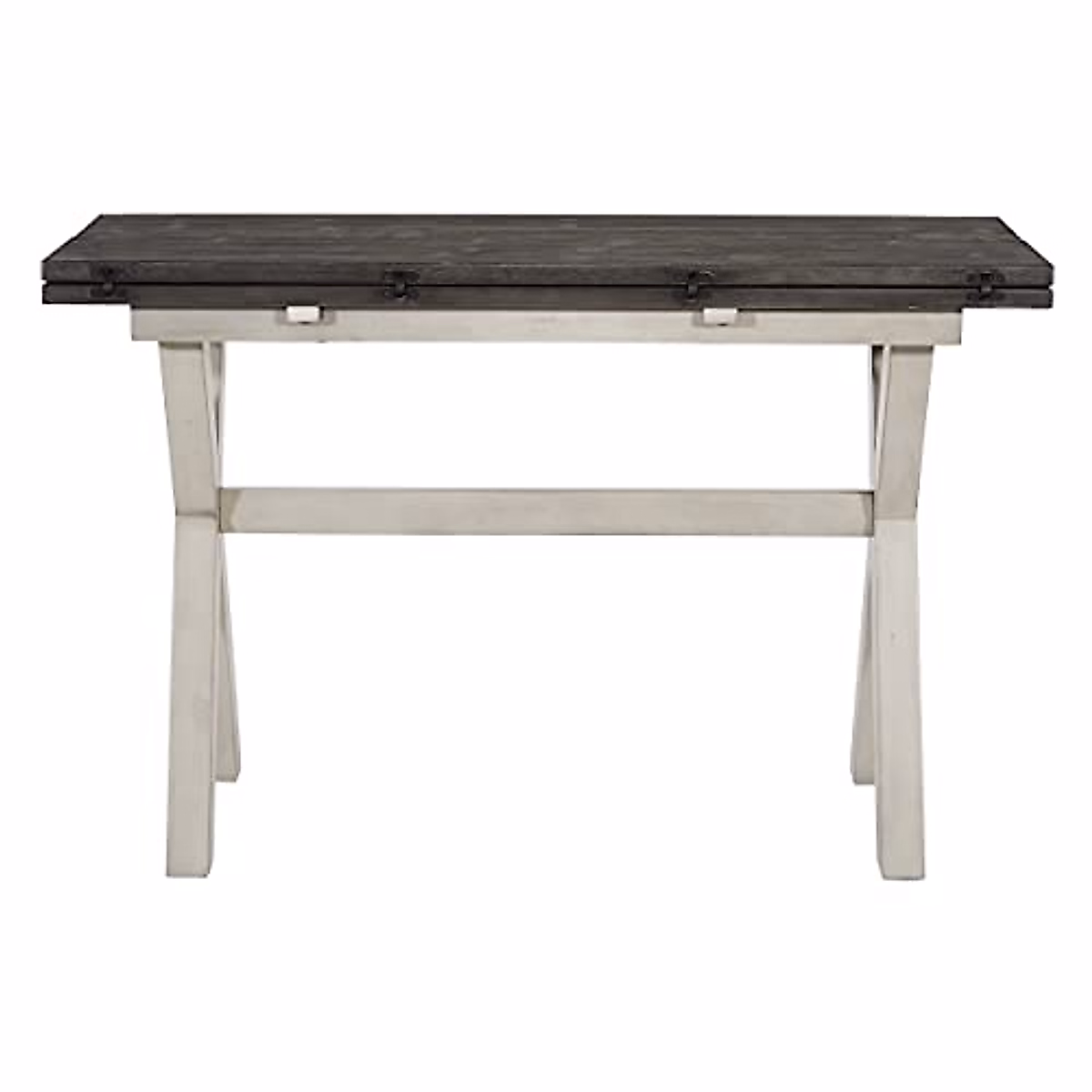 OSP Home Furnishings Kristen Flip-Top Expanding Desk to Dining Table, Charcoal Finish