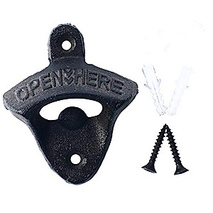Homend 8pack Cast Iron Wall Mount Bottle Openers, Mounting Hardware Included, Vintage Rustic Bar(Wood Block is not Included)