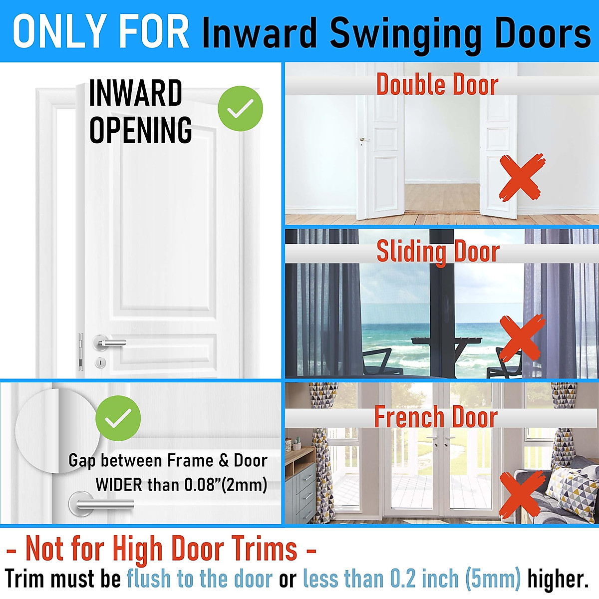 Steinwhale 3Pack Home Security Door Reinforcement Lock, Childproof Safety Door Lock Latch Inside Stopper, Add High Security to Prevent Home Unauthorized Entry, Aluminum Construction Finish Black