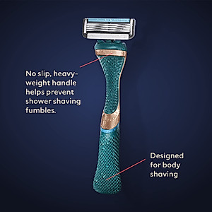 Dollar Shave Club Full Body Shaving Kit with Diamond Grip Club Series Razor Handle, No Slip Body Shaving Handle, 4-Blade Razor Refill Cartridges, and Shave Cream 3oz. Razors for Men & Women