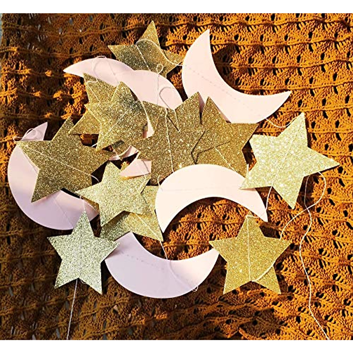 Moon and Star Garland Twinkle Twinkle Little Star of 2pcs Pink Gold Princess Birthday Party Decorations Pink Gold Moon Star Baby Shower Decorations 1st Birthday Garland Love You to the Moon and Back