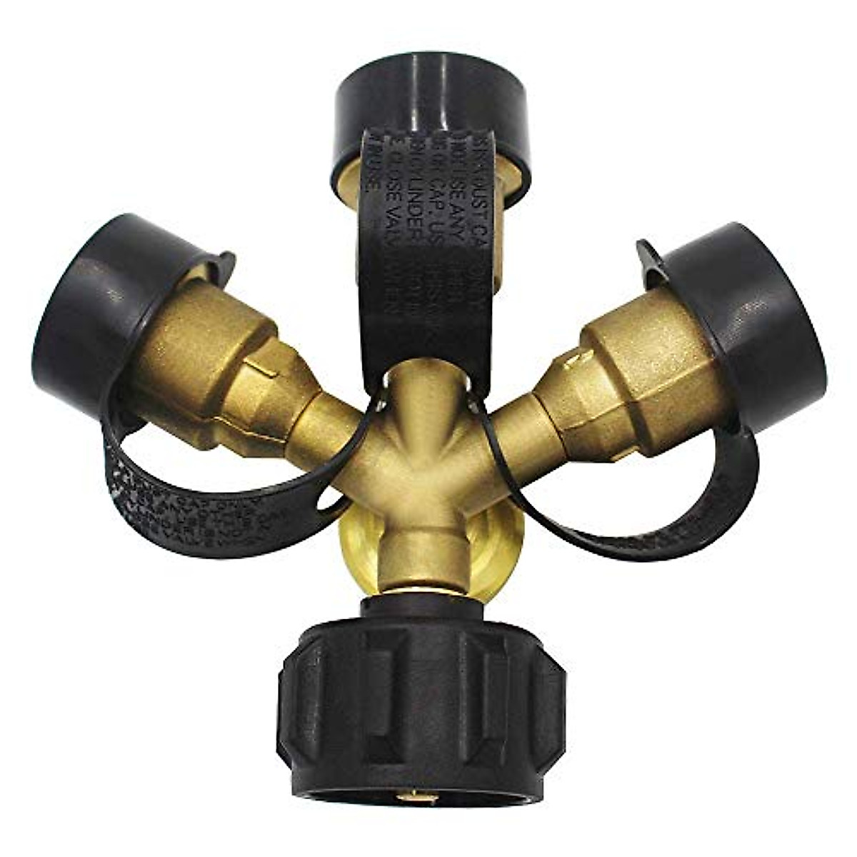 METER STAR Propane Manifold LP Tank Fuel Tee Gauge Adapter Fitting Propane Splitter 3 Way Splitter QCC Connection Cylinder Connector Converter with Leak Detector