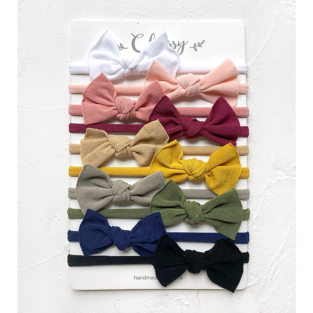 Cherssy Newborn Headbands and Hair Bows, 10pcs Super Soft Nylon Hairbands for Baby Girls