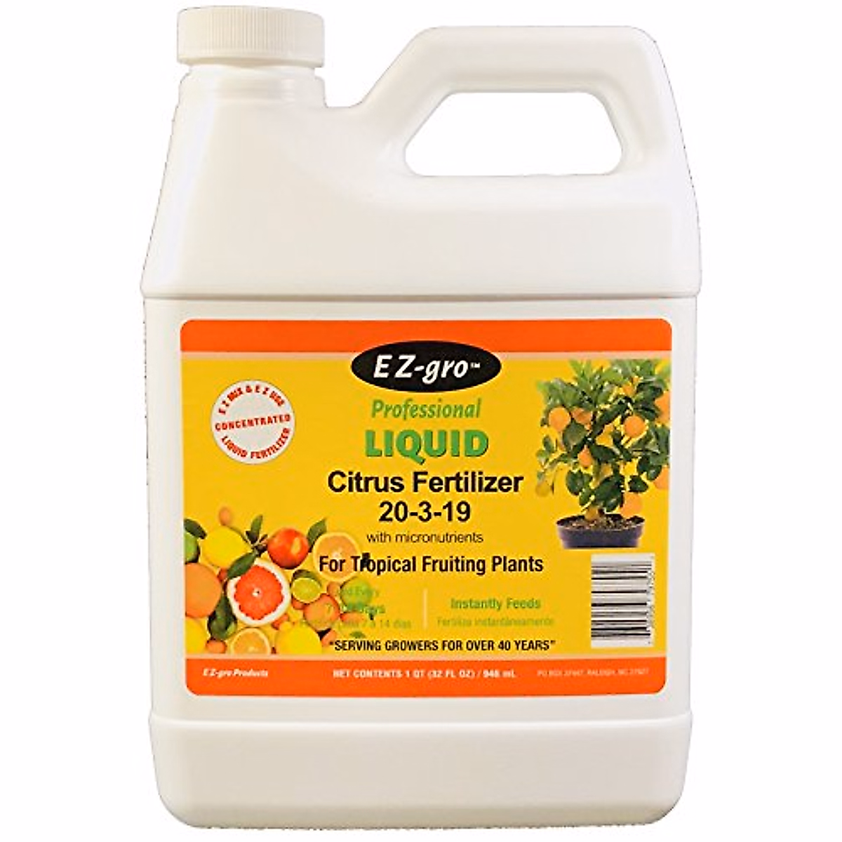EZ-gro Citrus Tree Fertilizer - Orange, Lemon, Lime, Mango, Avocado - Citrus Fertilizer for Tropical Fruit Trees to Grow More Fruit - Garden-Growing Miracle Nutrients - 1 Qt / 32 fl oz / 946 mL