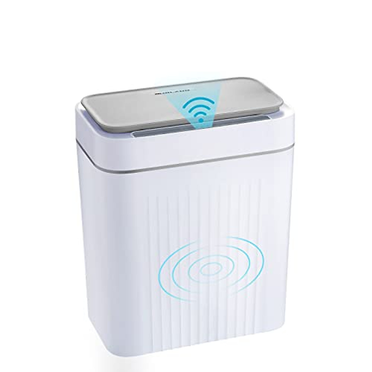 BURLAND 2.1 Gallon Automatic Bathroom Trash Can with Lid, Smart Bathroom Home Electric Trash Cans with Gray Lid, Slim Plastic Narrow Garbage Can, Gray Lid