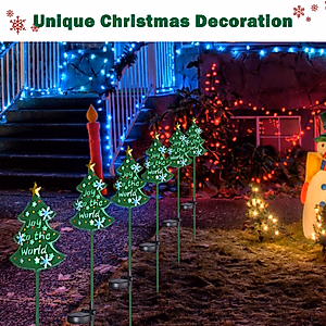 Yescom 4 Packs Solar Christmas Tree Stake Lights Solar Pathway Lights Waterproof Solar Stakes Lights for Outdoor Patio Garden