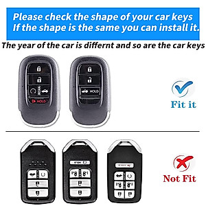 Aideco for Honda Key Fob Cover with Keychain Genuine Leather Crystal Key Case Protector Compatible with 2022 Honda Accord Civic CRV Pilot Odyssey 11th Gen Smart Key Case Holde (Blue)