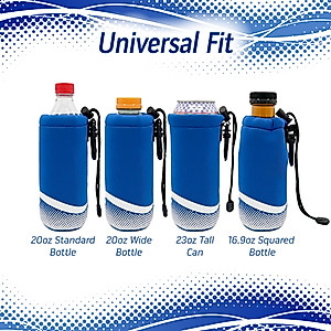 ProActive Sports Neoprene Bottle Holder with Drawstring and Bag Clip for 16-20oz Bottles