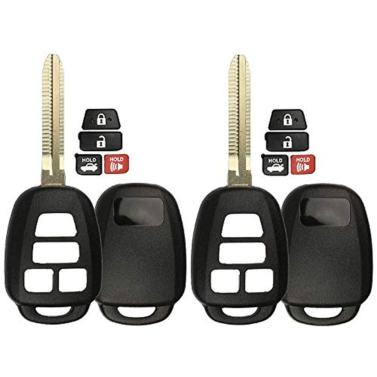 KeylessOption Keyless Entry Remote Uncut Car Blank Key Blade Case Fob Shell for Toyota Camry Scion HYQ12BDM (Pack of 2)