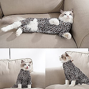Harikaji Leopard Cat Pajamas, Doggy Kittens Jammies Onesie PJS, Dog Cat Shirt Stretchable Dog Jumpsuit Bodysuit L