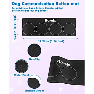 Dog Buttons for Communication, 4 Dog Talking Button Set, Speaking Buttons for Cats and Dogs, 30s Voice Recordable Pet Training Buzzer with Waterproof Dog Activity Mat and 24 Scene Stickers