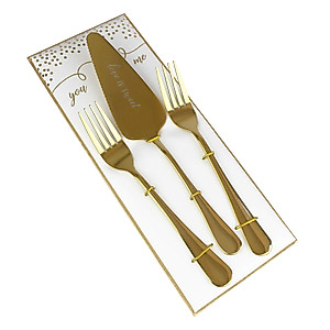 Lillian Rose Gold Wedding Cake Server Set, 7.25"