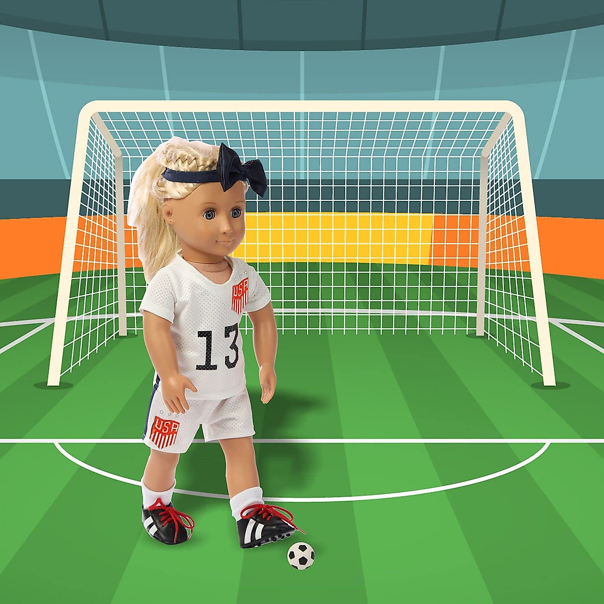 American Doll Soccer clothes-18 inch Dolls Clothes accessories-18” Doll Clothes, Headbands, Socks, Shoes, Football, etc-Children's Day, Christmas, for Aged 2-12