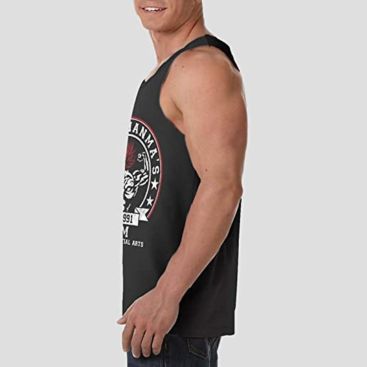 Kousaka Men's Yujiro Hanm-A Baki Lightweight Tank Top, Black, Medium