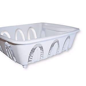 Essentials White Plastic Dish Drainer - 11.25'' x 13.75'' x 4.25''