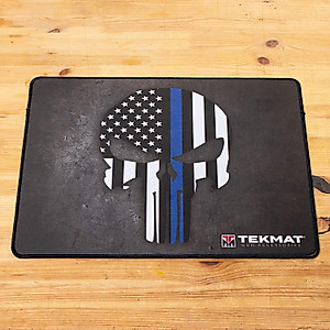TekMat Thin Blue Line Punisher Police Support Ultra Premium Gun Cleaning Mat, Black, 15" x 20"