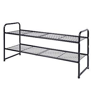 GEORIS Stackable 2-Tier Shoe Rack, Space-Saving Shoe Shelf Organizer for Closet, Entryway, Hallway, Bronze