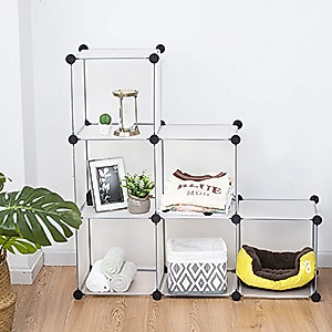 Tangkula 6 Cubes Storage Organizer, DIY Plastic PP Closet Cabinet w/Rustproof Steel Frame, Portable DIY Modular Storage System w/Hammer for Toys, Books, Shoes Indoor Use