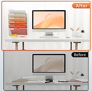 SUPEASY 6-Tier Wall File Organizer Hanging Wall File Holder for Papers, Folders, Files Clipboard & Magazine Organization Great for Office Home, White