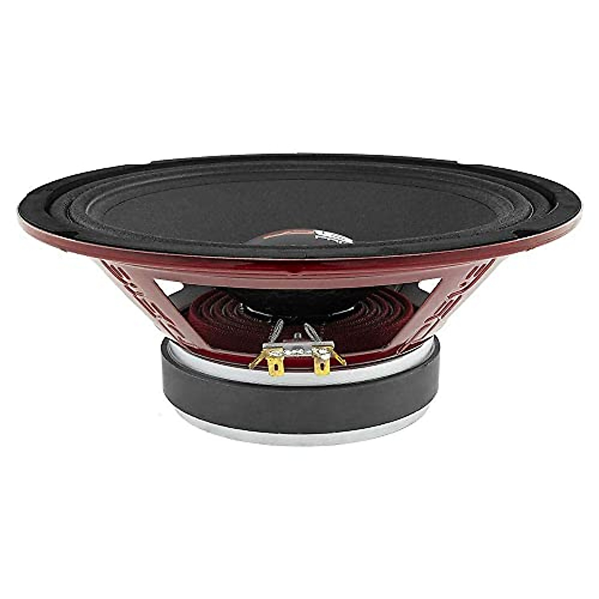 DS18 PRO-X10.4M Loudspeaker - 10", Midrange, Red Steel Basket, 600W Max, 300W RMS, 4 Ohms - Premium Quality Audio Door Speakers for Car or Truck Stereo Sound System (1 Speaker)