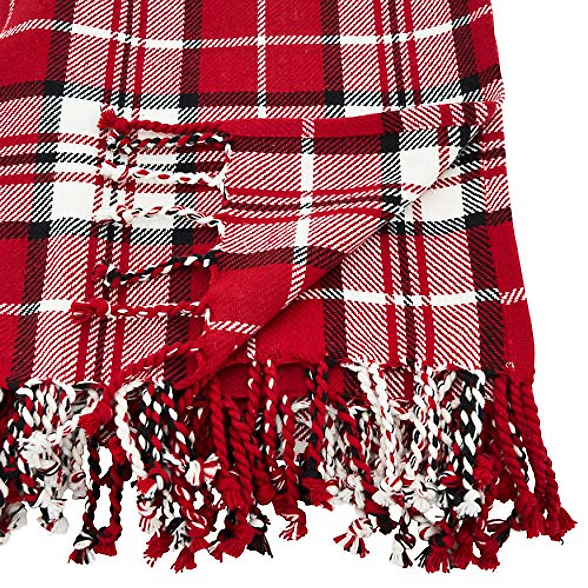 SARO LIFESTYLE Red Plaid Throw Blanket, 50" x60, TH648.R5060