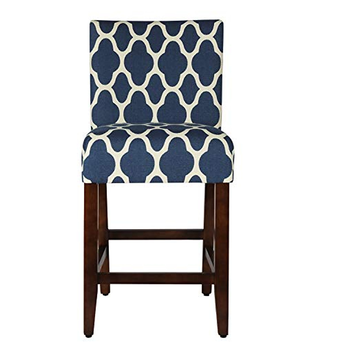 HomePop Upholstered Counter Height Barstool, 24-inch, Navy and Cream Geometric
