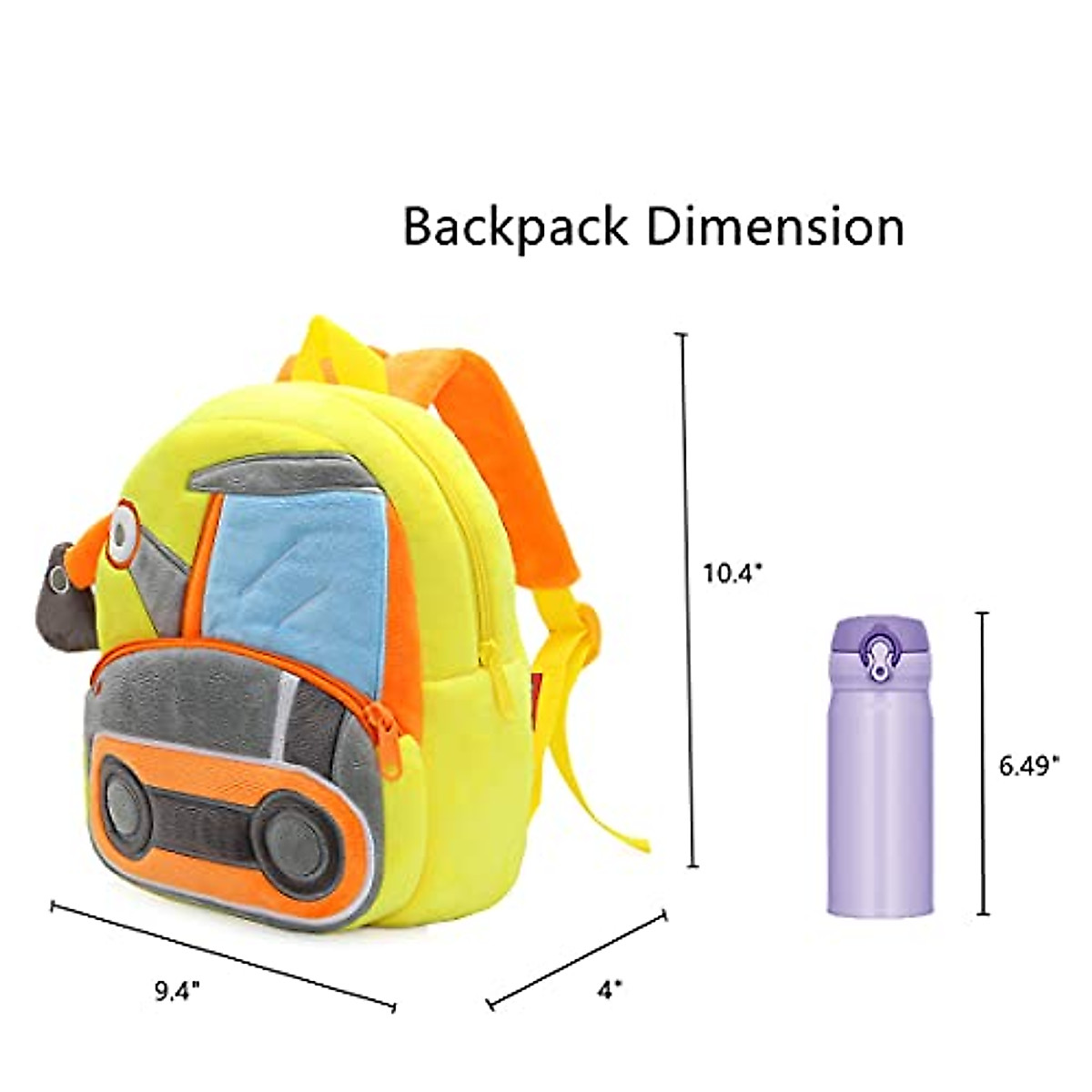 NICE CHOICE Preschool Toddler Plush Truck Car Excavator Mixer Bulldozer Backpack for Little Boys Girls Kids,Excavator One Size