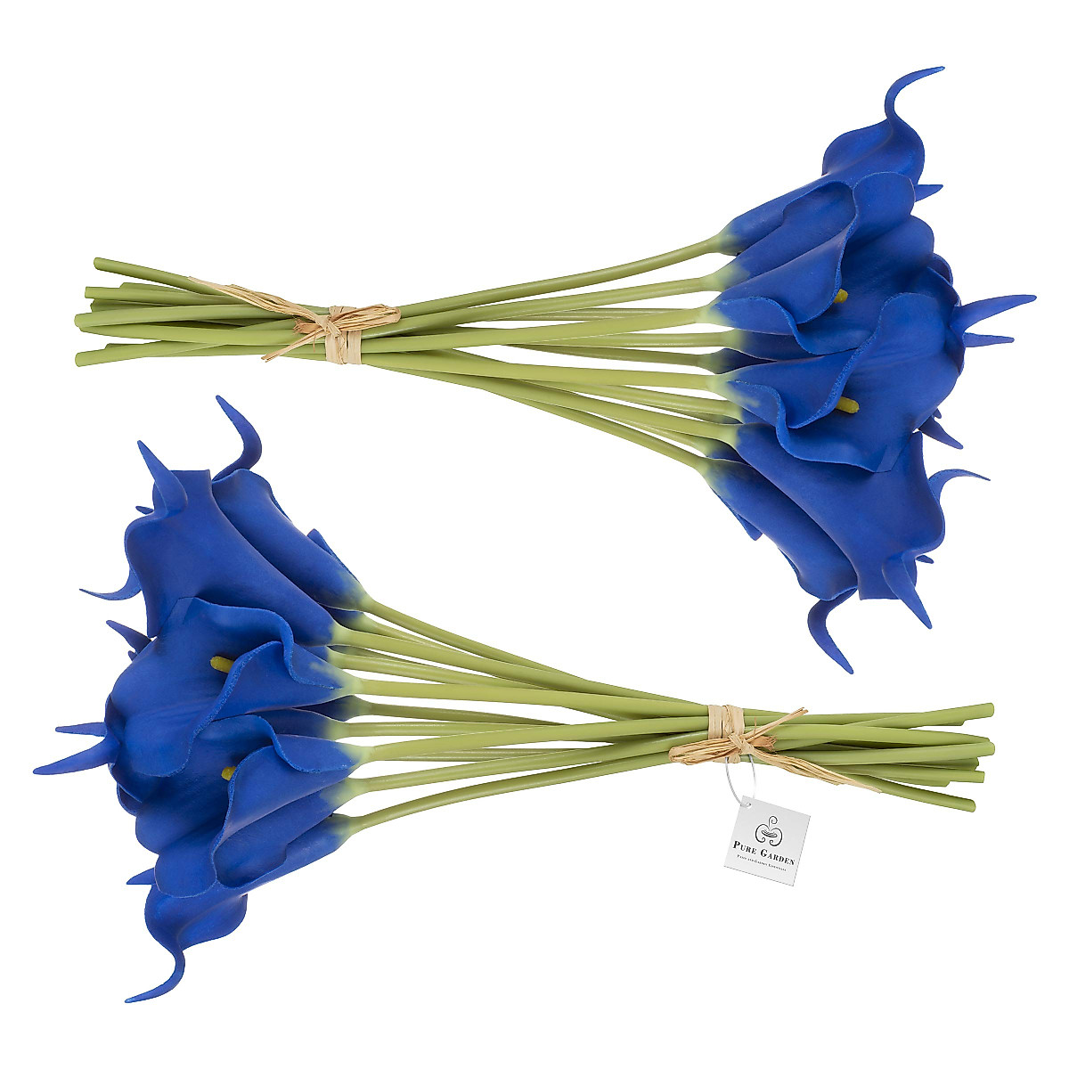 Pure Garden Artificial Calla-Lily with Stems - Real Touch Fake Flowers for Home Décor, Wedding, Bridal/Baby Shower, More- 24 Pc Set (Royal Blue)
