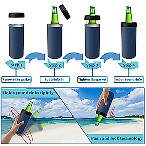 Focily Insulated Can Cooler 24 Oz Double-Walled Stainless Steel Skinny Can Cooler Slim Can Insulator For 24 / 25 Oz Cans Tall Boy & Bomber Bottle (blue)